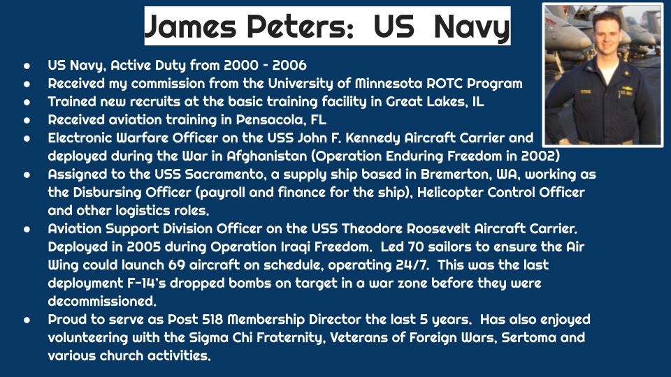 James Peters March 2022 Member of the Month – North Mankato Post 518